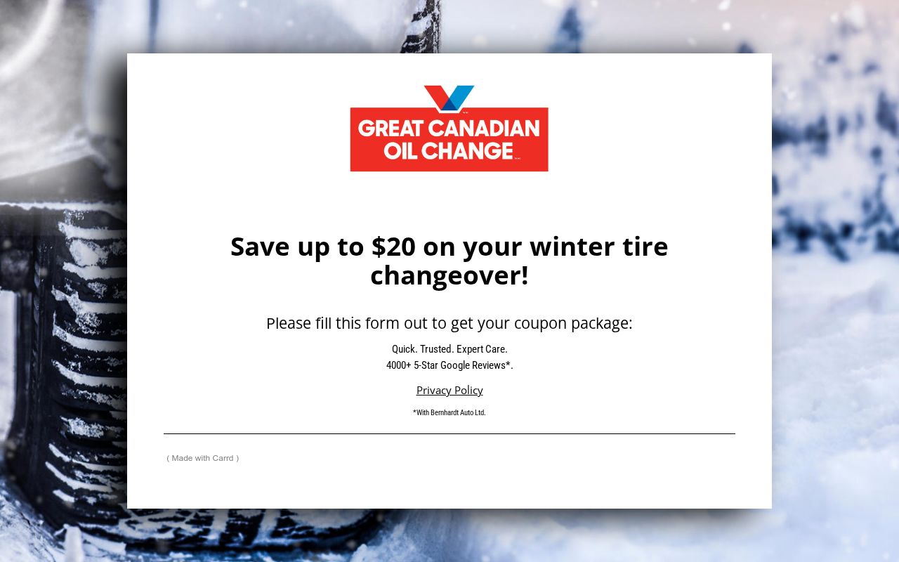 $20 off winter tire changes!